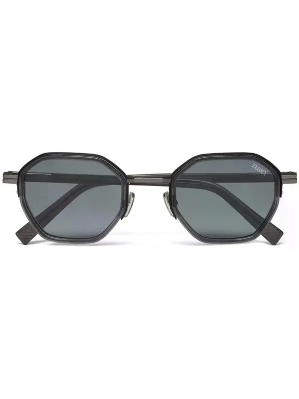 Zegna Hexagon-frame Sunglasses - Grey