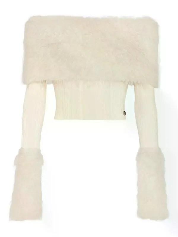 Jean Paul Gaultier Ribbed Hairy-detail Sweater - Neutrals