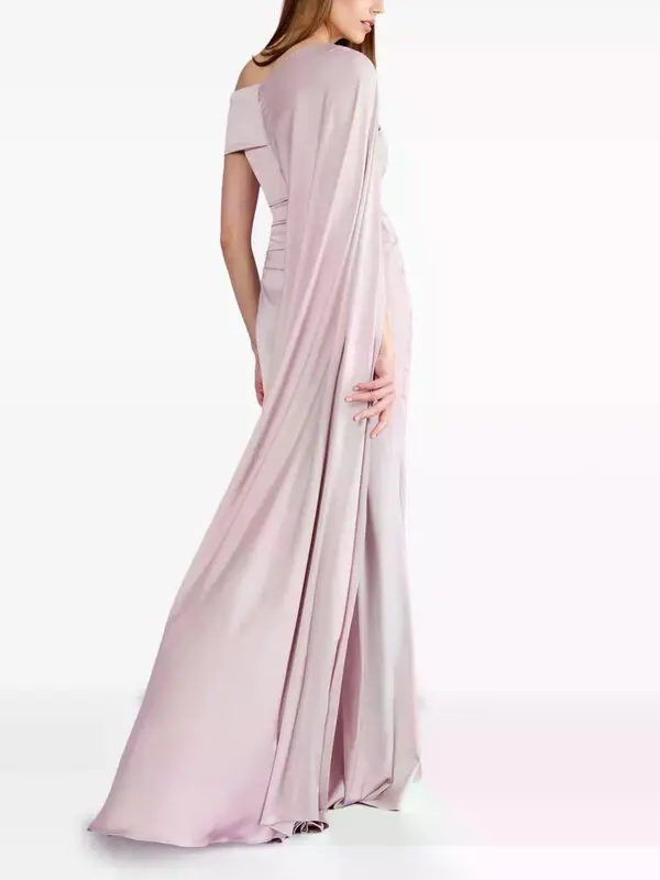 Talbot Runhof Asymmetrical-neck Cape-embellished Gown