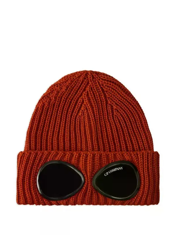 C.P. COMPANY Goggle-detail Ribbed-wool Beanie - Red