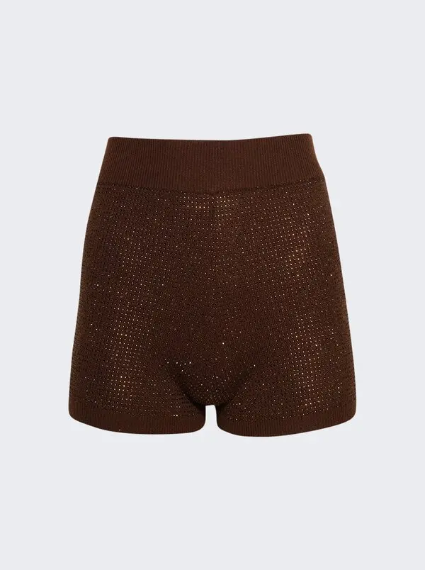 David Koma Rhinestone Embroidered Shorts - Brown