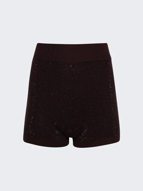 David Koma Rhinestone Embroidered Shorts - Red