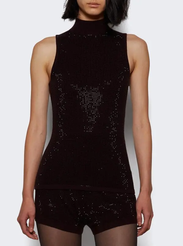 David Koma Rhinestone Embroidered Top - Red