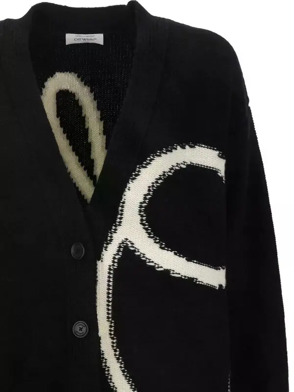 Off-White Logo-intarsia Wool Cardigan