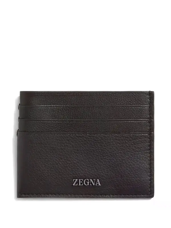 Zegna Leather Card Holder - Brown