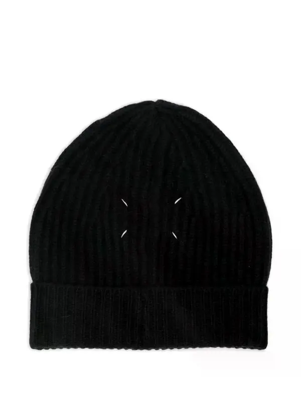MAISON MARGIELA Ribbed Wool Beanie - Black