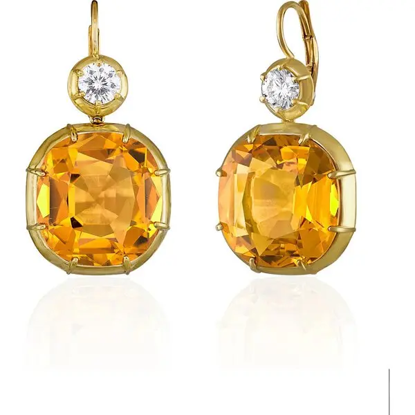 MINDI MOND Imperial Citrine And Diamond Drop Earrings - D1.20 Ci 18kyg