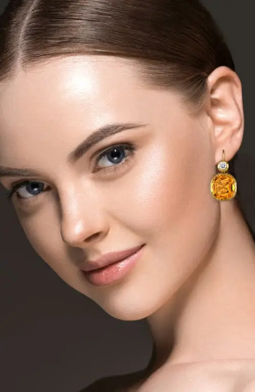 MINDI MOND Imperial Citrine And Diamond Drop Earrings