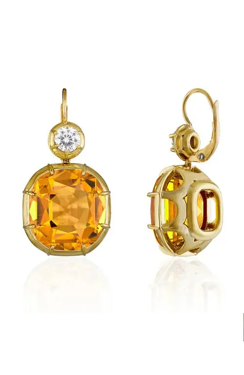 MINDI MOND Imperial Citrine And Diamond Drop Earrings