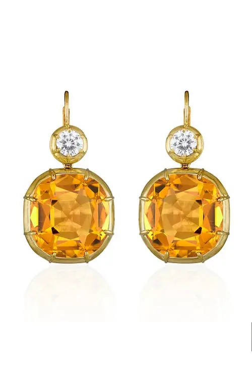MINDI MOND Imperial Citrine And Diamond Drop Earrings