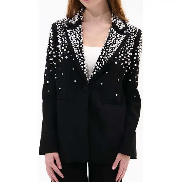 AZALEA WANG Embellished Blazer - Black