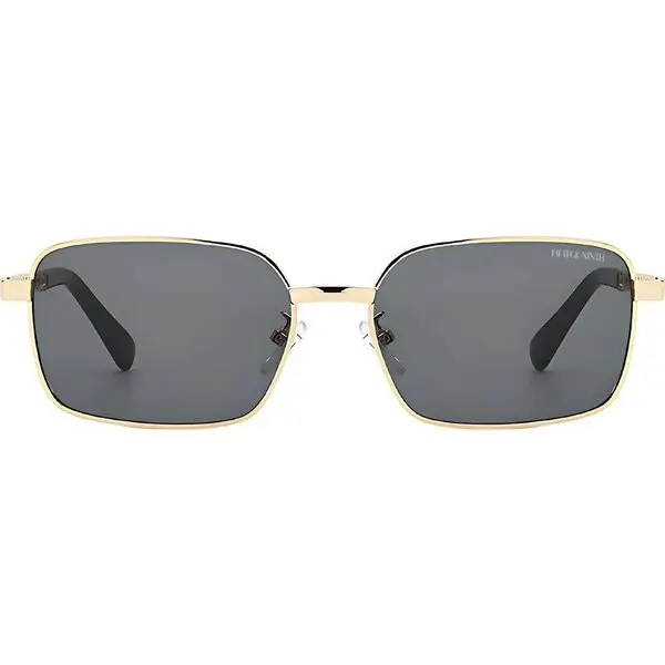 FIFTH & NINTH 60mm Polarized Rectangle Sunglasses - Gold /black