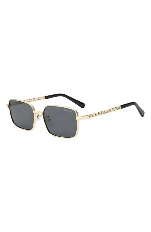 FIFTH & NINTH 60mm Polarized Rectangle Sunglasses - Gold /black