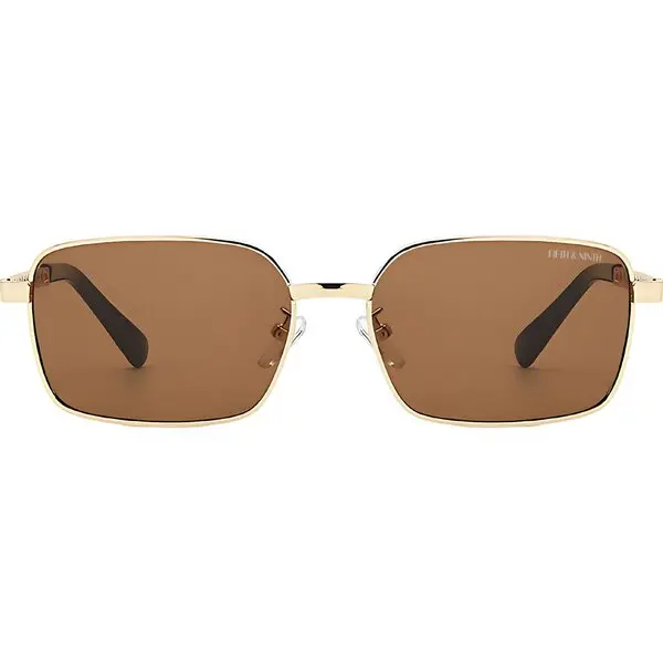 FIFTH & NINTH 60mm Polarized Rectangle Sunglasses - Gold /brown