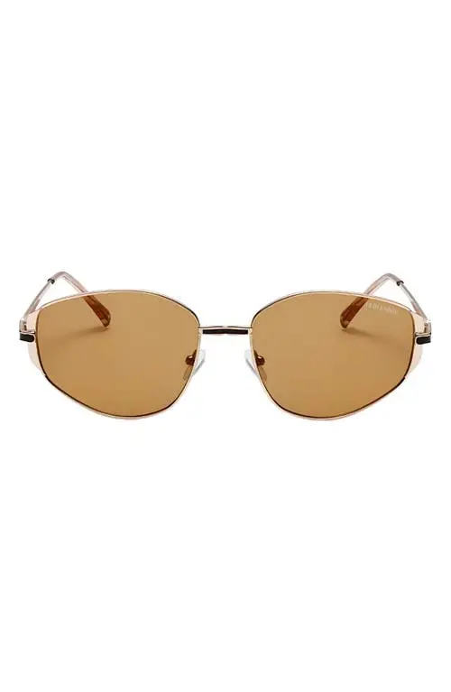 FIFTH & NINTH Chase 62mm Polarized Round Sunglasses - Rose Gold /champagne