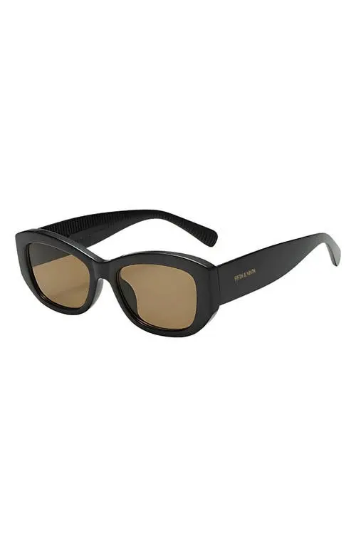 FIFTH & NINTH 55mm Polarized Geometric Sunglasses - Black /brown