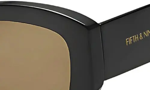 FIFTH & NINTH 55mm Polarized Geometric Sunglasses - Black /brown