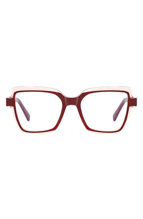 FIFTH & NINTH 50mm Square Blue Light Blocking Glasses - Cranberry /clear