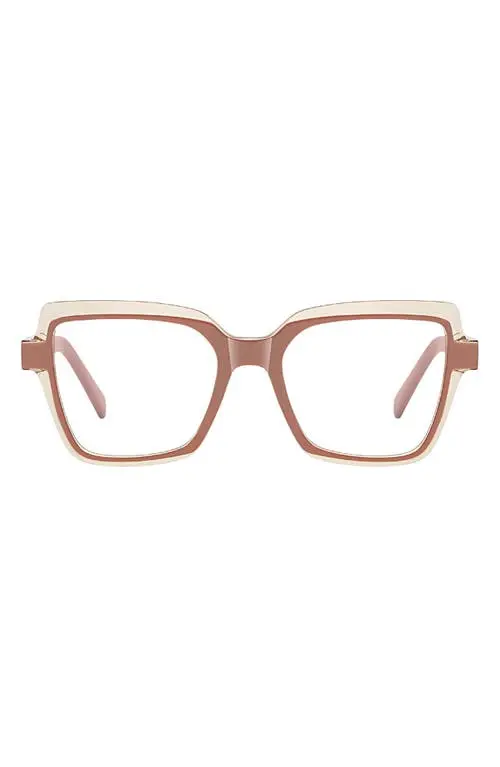 FIFTH & NINTH 50mm Square Blue Light Blocking Glasses - Tan /clear