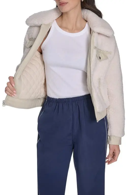LEVI'S Fleece & Denim Bomber Jacket - Cream