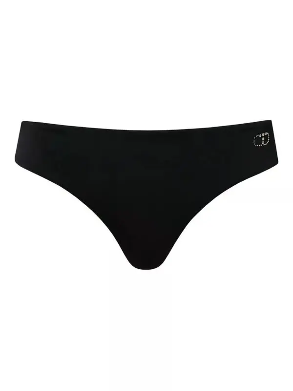 TWINSET Logo-embellished Brazilian Bikini Bottom - Black