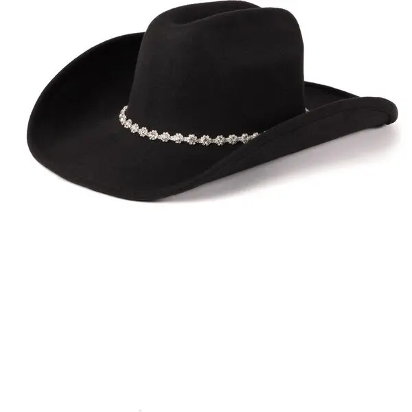 San Diego Hat Crystal Flower Trim Cowboy Hat - Black