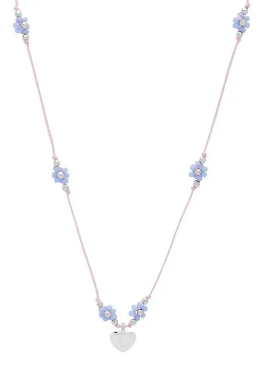 Estée Lauder Miyuki Beaded Necklace With Heart Charm - Silver