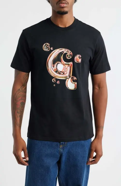 Carhartt Work In Progress Solar Chrome C-logo Organic Cotton Graphic T-shirt - Black