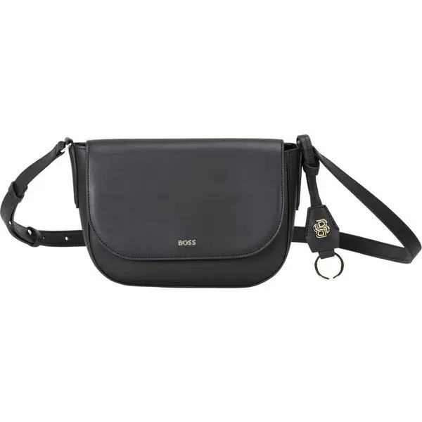 Hugo Numah Leather Saddle Crossbody Bag - Black