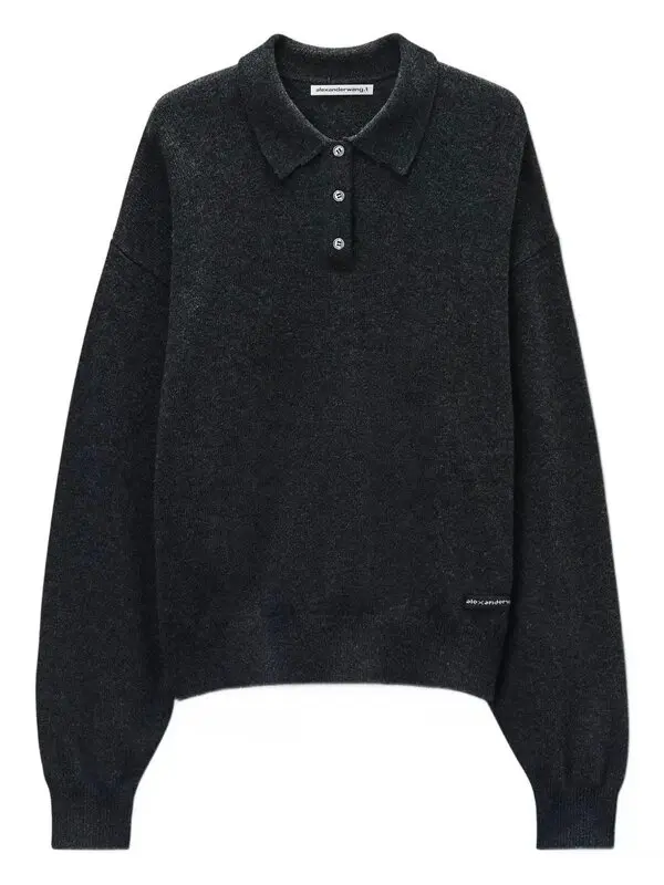 Alexander Wang Logo Patch Polo Shirt - Grey