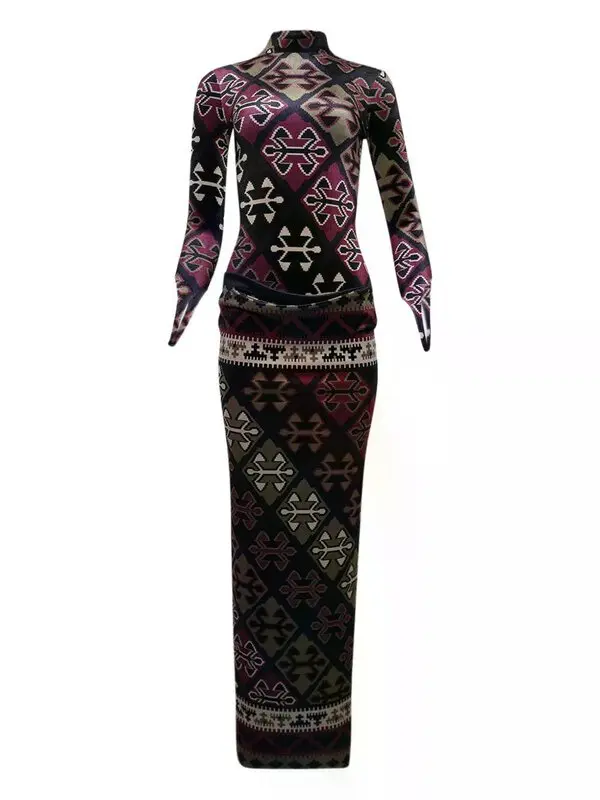 Burc Akyol Carpet-printed Velvet Maxi Dress