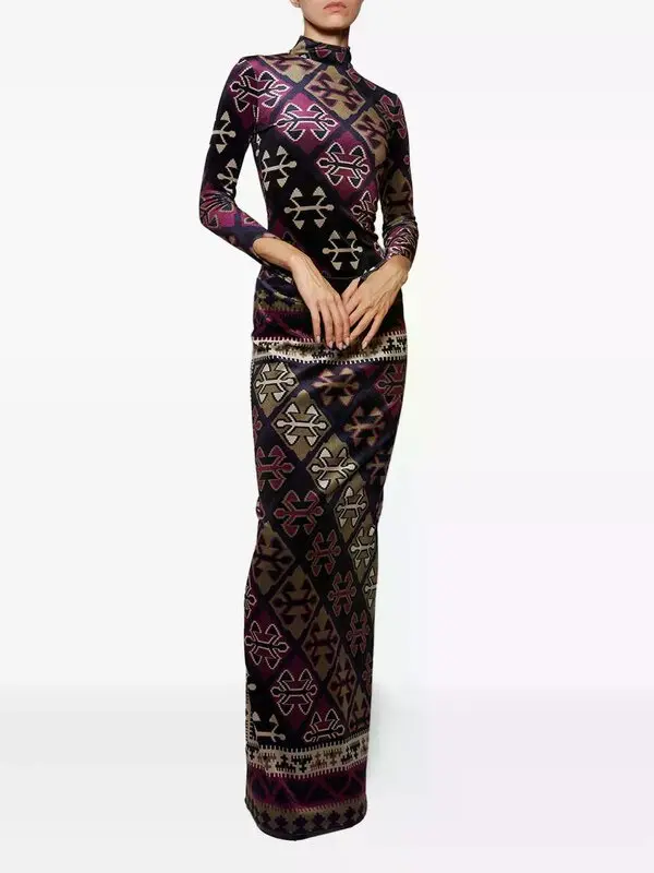 Burc Akyol Carpet-printed Velvet Maxi Dress