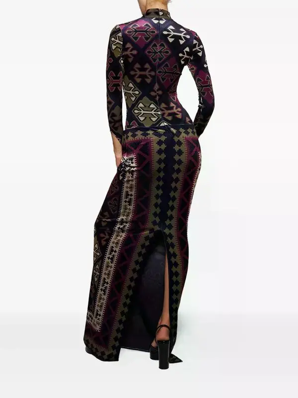 Burc Akyol Carpet-printed Velvet Maxi Dress