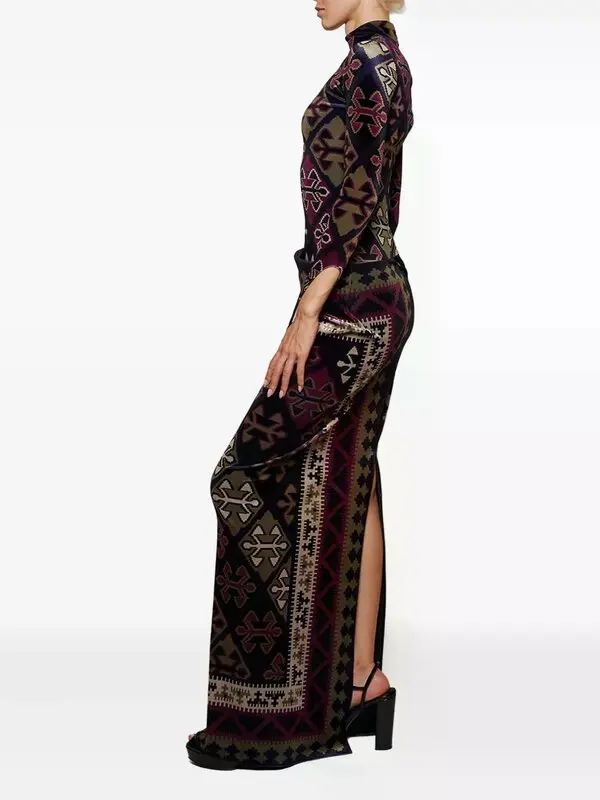 Burc Akyol Carpet-printed Velvet Maxi Dress