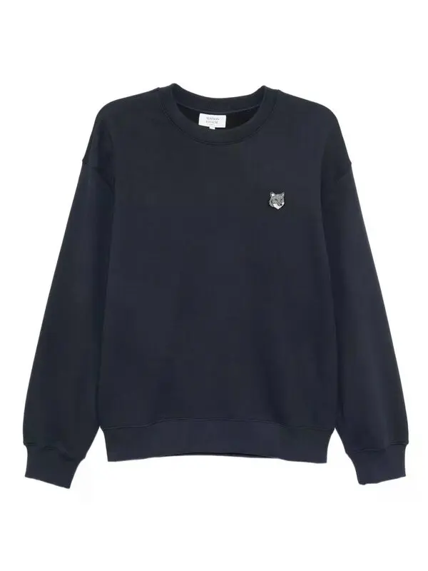 Maison Kitsuné Embroidered-logo Patch Sweatshirt - Blue