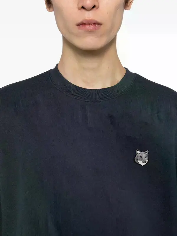 Maison Kitsuné Embroidered-logo Patch Sweatshirt - Blue