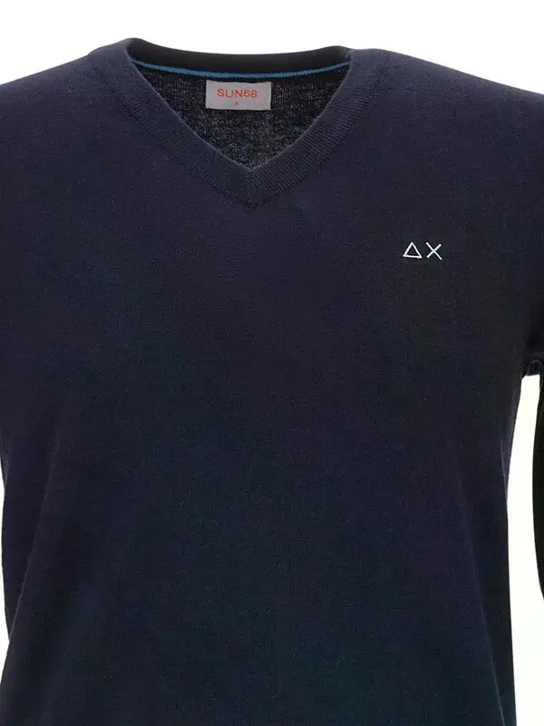SUN 68 Embroidered-logo V-neck Sweater