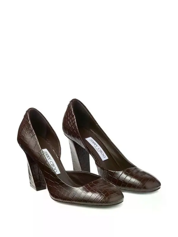 JIMMY CHOO Farren 85mm Crocodile-embossed Leather Pumps