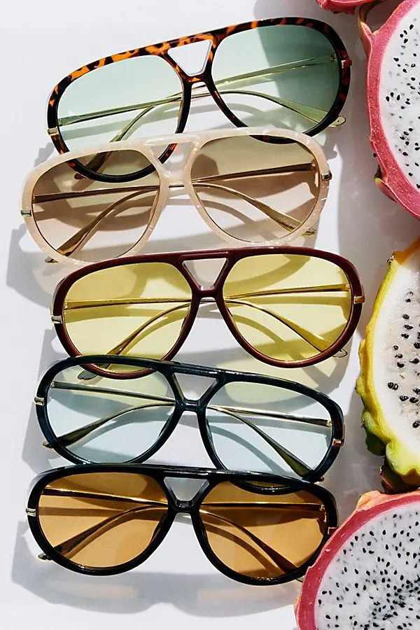 Free People Sunday Afternoon Aviator Sunglasses - Marshmallow Pearl
