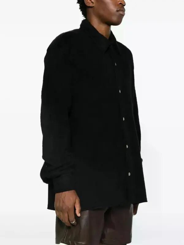 JIL SANDER Pointed-collar Alpaca Wool-blend Overshirt - Black