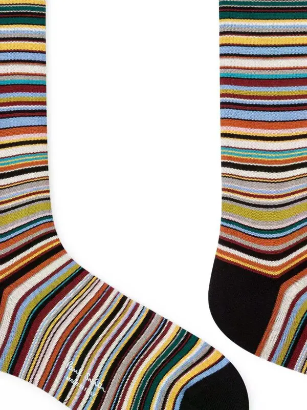 Paul Smith Multi-striped Socks - Black