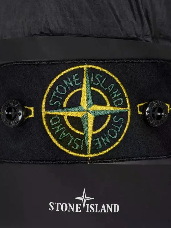 Stone Island Hooded Quilted Coat - Black
