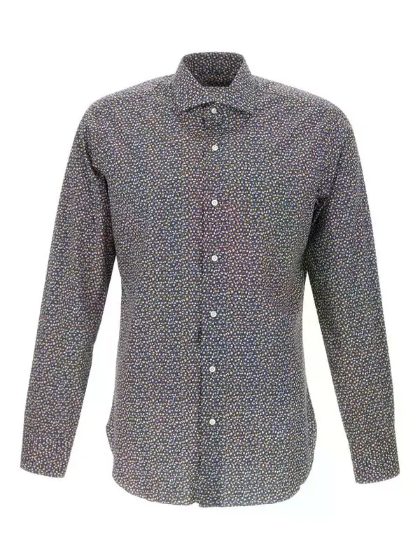 BARBA NAPOLI Micro-optical Pattern Shirt - Grey
