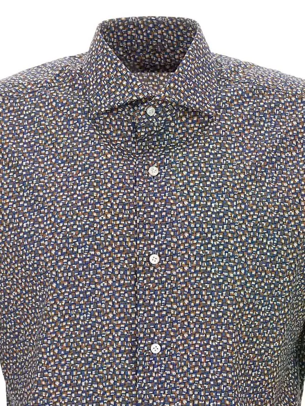BARBA NAPOLI Micro-optical Pattern Shirt - Grey