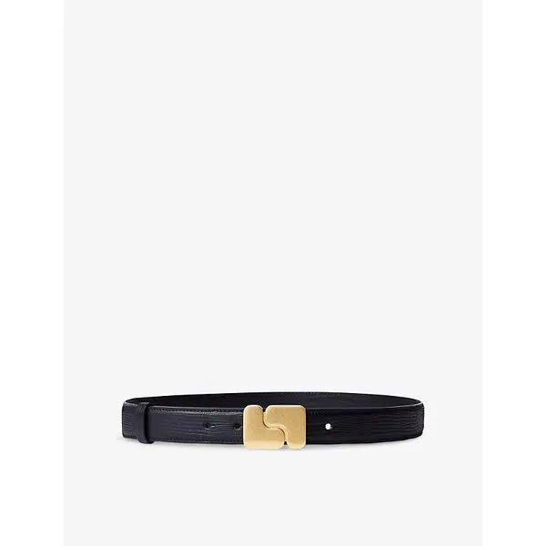 Soeur Ninon Lizard-embossed Leather Belt - Noir