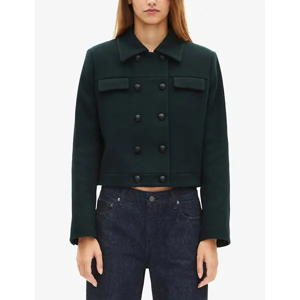 The Kooples Flap-pocket Double-breasted Wool-blend Jacket