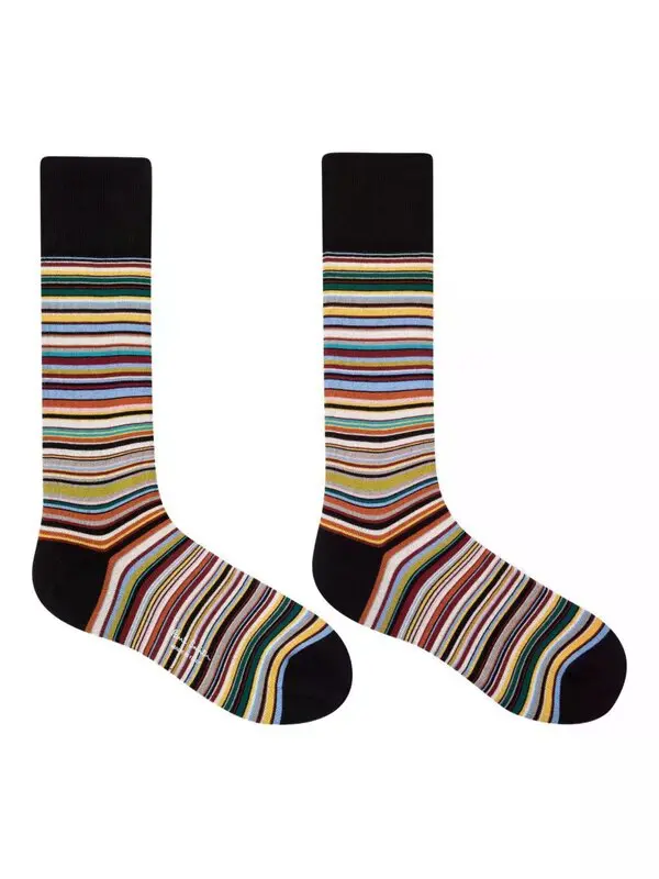 Paul Smith Multi-stripe Cotton Ankle Socks - Black