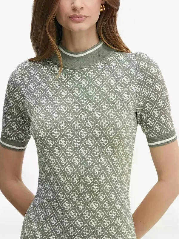 Guess Logo-pattern Mini Dress - Green