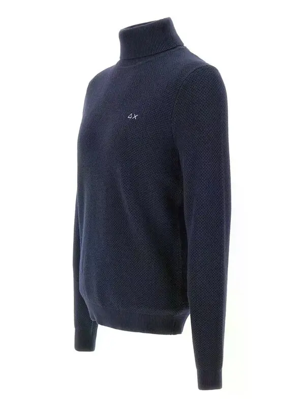 SUN 68 Textured Turtleneck Sweater - Blue