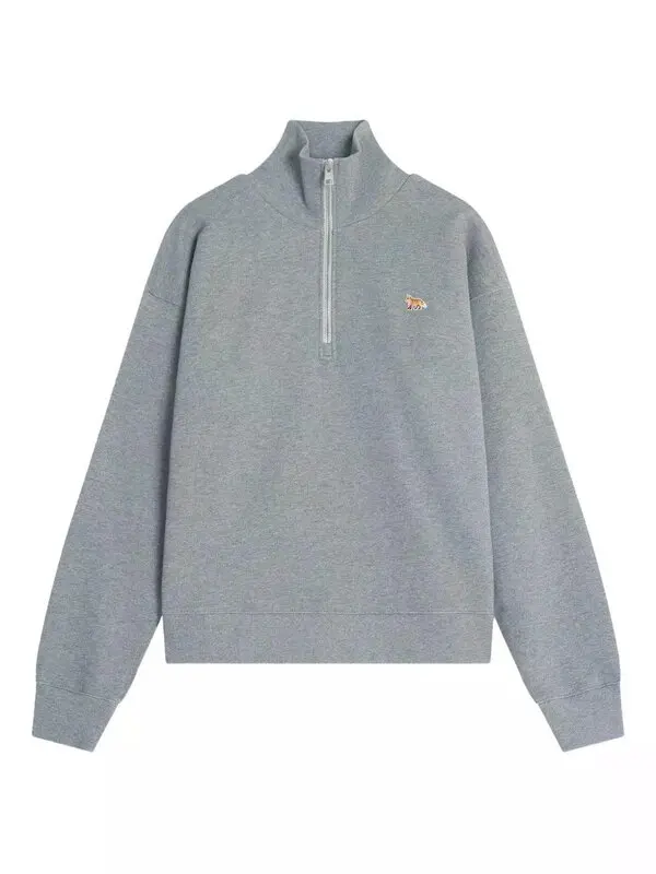 Maison Kitsuné Embroidered Half-zip Sweatshirt - Grey